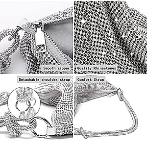 WEIMZC Rhinestone Purse Women Glitter Sparkly Clutch Evening Bags Bling Handbag Hobo Bag for Prom Cocktail Party Wedding(small size-Silver)