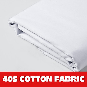 100% White Cotton Fabric for Sewing by 1 Yard, 59”Width Quilting Fabric Medium Weight 5.8 oz, Muslin Fabric by The Yard, Embroidery Cloth Fabric