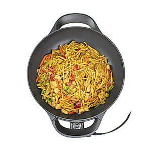 Brentwood Appliances SK-69BK 13-Inch Non-Stick Flat-Bottom Electric Wok Skillet with Vented Glass Lid Other Kitchen Appliances, Normal, Black