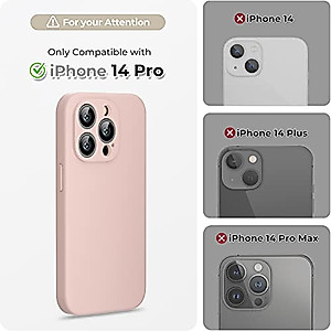 GOODVISH 3 in 1 Designed for iPhone 14 Pro Silicone Case 2022, with 2 Pack Screen Protector, Full Cover [Enhanced Camera Protection] 6.1" Soft 14pro Case[Anti-Scratch Microfiber Lining], Sand Pink