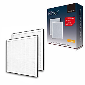 Flintar 3-in-1 H13 Grade True HEPA Replacement Filter, Compatible with Pure Enrichment PureZone Air Purifier PEAIRPLG (Not For Levoit Vital 100), 2-Pack