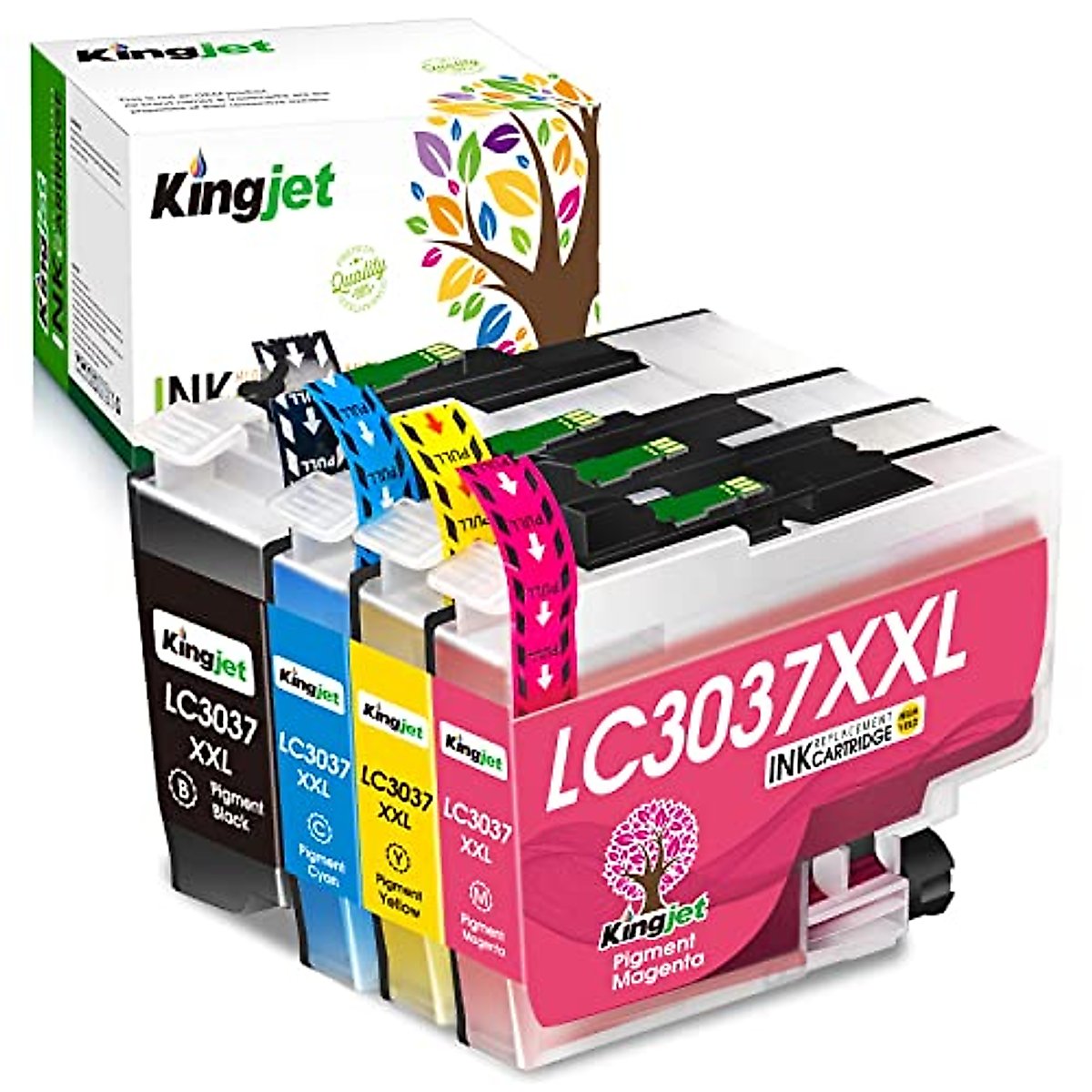 Kingjet Compatible Ink Cartridge Replacement for Brother LC 3037 XXL LC3039 (BK/C/M/Y) use for MFC-J5845DW MFC-J5945DW MFC-J6545DW MFC-J6945DW Inkjet Printers for Brother LC 3037XXL LC3037