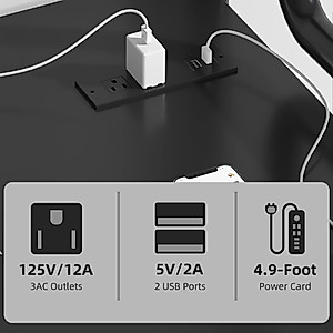 TIYASE Gaming Desk with Monitor Stand & Power Outlet, 55 Inch Gaming Computer Desk with Hutch and Storage Shelves, Large PC Gamer Desk Workstation Gaming Table with Cup Holder, Headphone Hook,Black