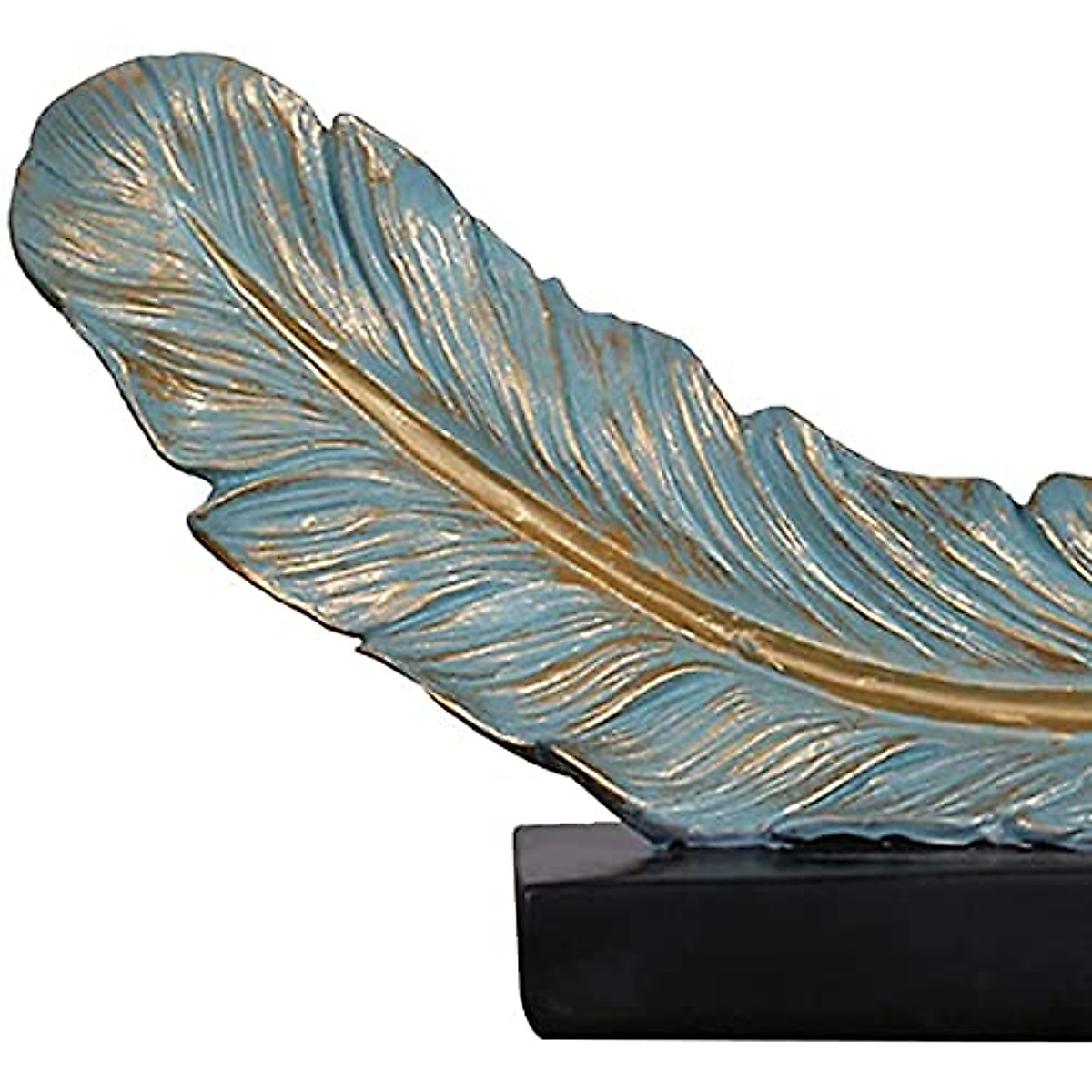 Resin Feather Sculpture Art Statue Feather Figurines Abstract Home Decoration for Wedding Party Bedroom Living Room Garden Office - Blue S