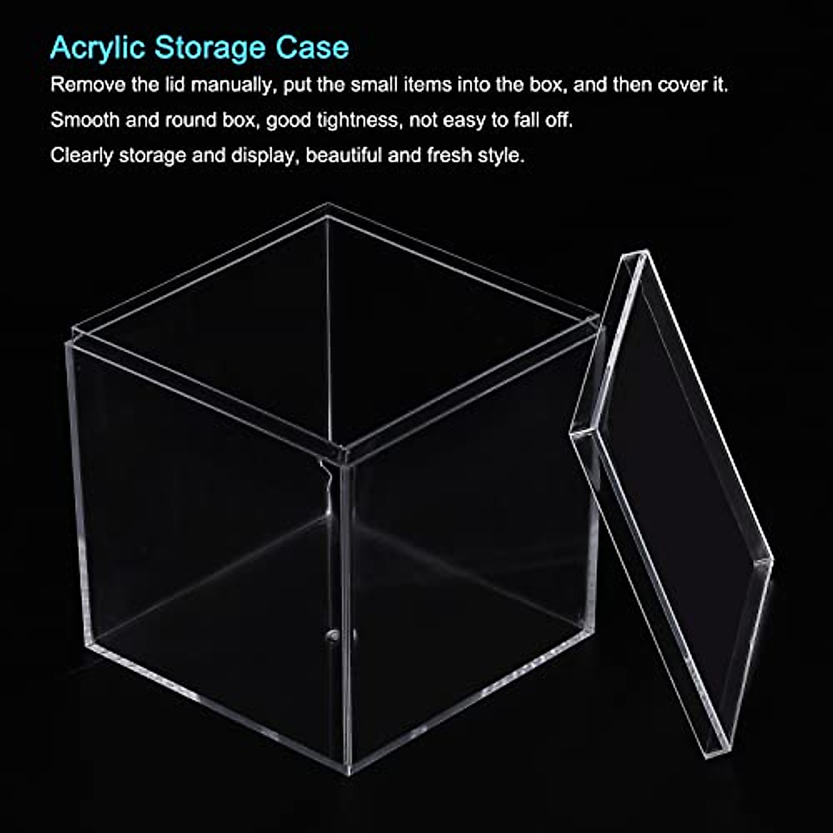 MECCANIXITY Clear Acrylic Plastic Storage Box Square Cube Display Case with Lid, 7.1x7.1x7.1cm Container Box for Small Item, Pack of 4