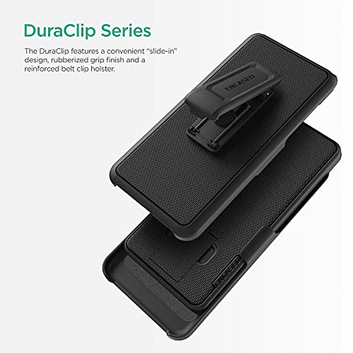 Encased DuraClip Designed for Pixel 6a Belt Clip Case (Slim-fit) Phone Holster Case with Kickstand, Black (Google Pixel 6a)