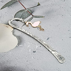 bobauna Enamel Flamingo Themed Bookmark Flamingo Bird Lover Jewelry Gift for Book Lover (Flamingo Bookmark)