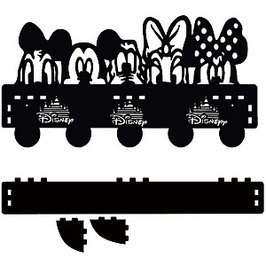deksu Disney Cartoon Characters Animals Art Wall Mounted Decorative Coat Hooks (Mickey Mouse 5 Hooks Black) , Farmhouse Mounted Coat Rac