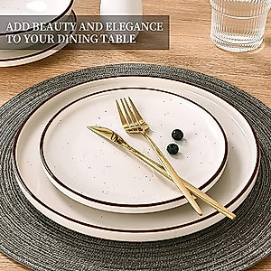 Dessert Plate Set Salad Plates - Modern Rustic Ceramic Plate Sets for 6 - Porcelain Appetizer Plates - 8" Serving Plates for Breakfast | Lunch | Dinner - Microwave and Dishwasher Safe - Vanilla White
