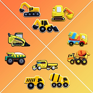 Euphaglaia 25 40Pcs Cars and Trucks Charms for Clog Shoes Decoration, Excavator Mixer Truck Charms Accessories for Adult (25)