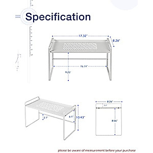 Nxconsu 2Pack Cabinet Shelf Organizer Storage Rack Shelf Riser for Kitchen Pantry Cupboard Bathroom Under Sink Counter Countertop Desk Space Saver Freestanding Heavy Duty Nonslip Leak White