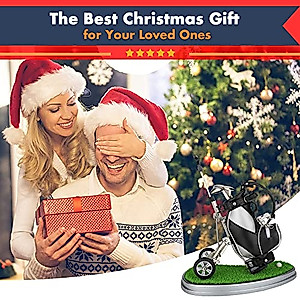 10L0L Golf Gifts, Golf Bag Pen Holder Golf Club Pens Gift Set Golf Race Souvenirs Unique Gifts for Men Dad Boss Golfer Fans Coworker - Silver + Black