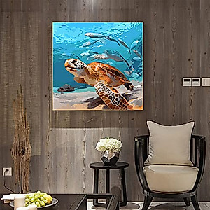 SNMUW Paint by Number for Adults, Sea Turtle Adult Paint by Number, Art Paint by Numbers for Beginner Kids, 16" x 16", Perfect for Gift Home Wall Decor