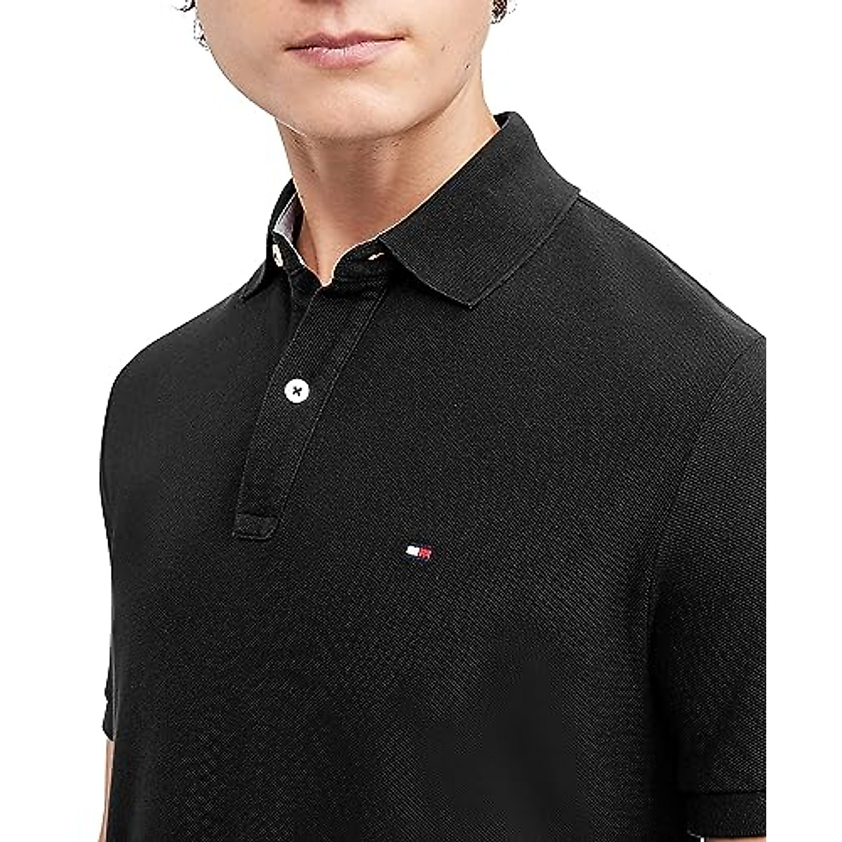 Tommy Hilfiger Men's Polo Shirt Regular Fit, Tommy Black Medium