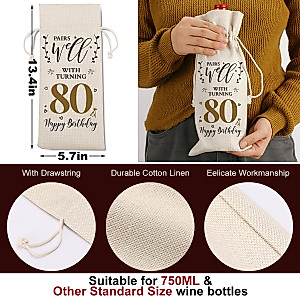 80th Birthday Gifts for Women Men Funny Wine Bag 80th Birthday Party Decorations Favors Happy Anniversary 80 Year Old Gifts for Woman Her Him Mom Dad Grandma Grandpa Wine Gift Bag