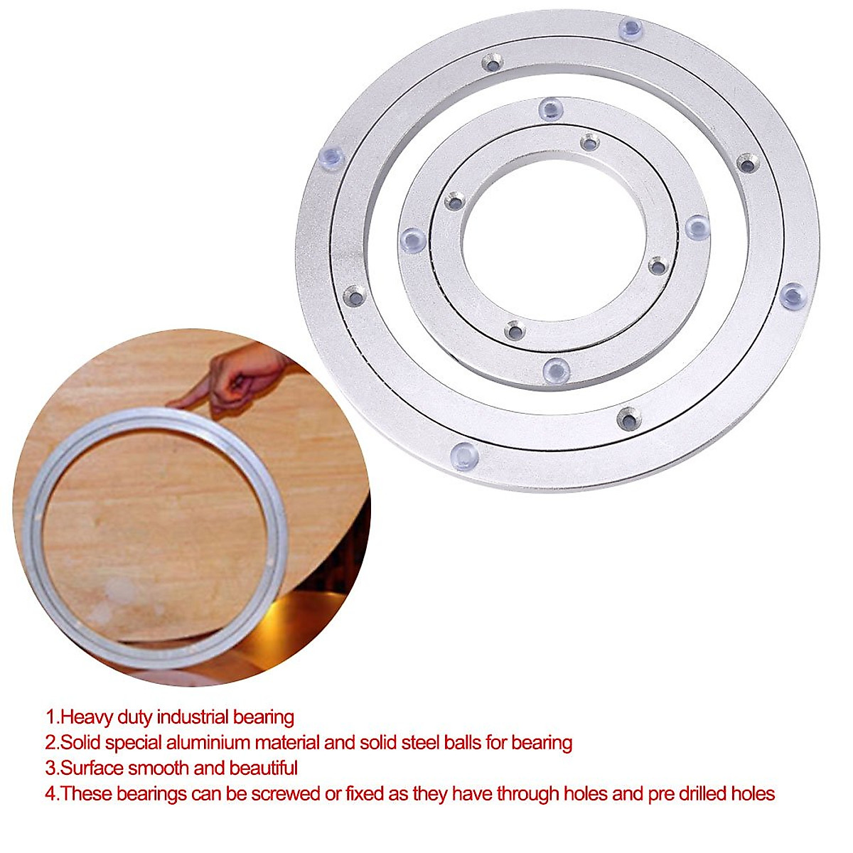 Swivel Turntable Lazy Susan Heavy Duty Aluminium Alloy Rotating Bearing Turntable Round Dining Table Smooth Swivel Plate for Kaleidoscopes Tabletop Serving Trade Show Displays(4 inch)
