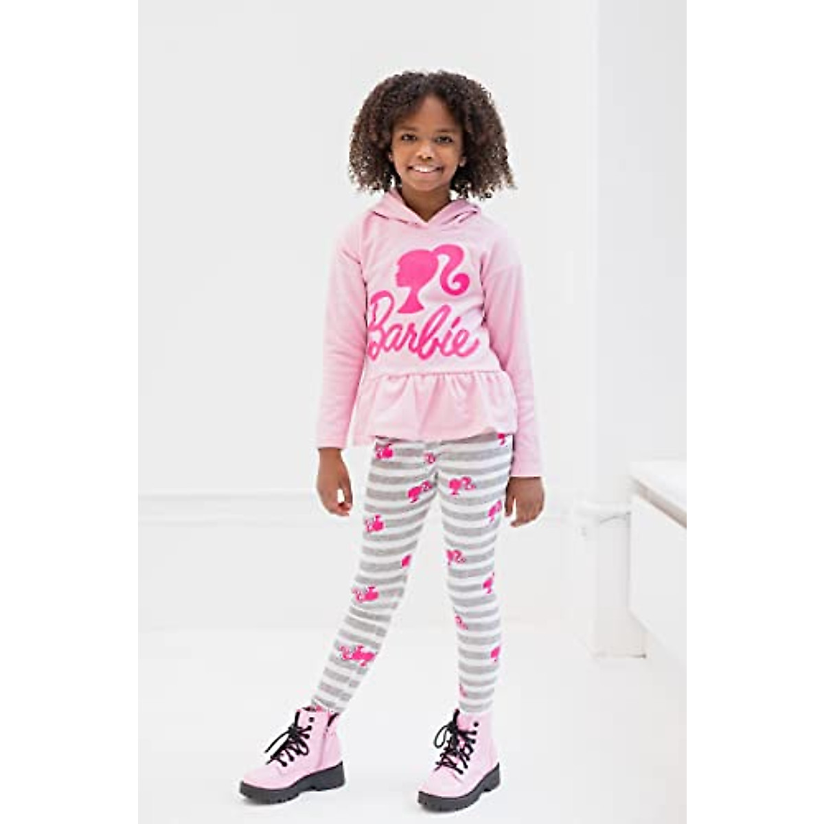 Barbie Little Girls Peplum Fleece Hoodie & Peplum Leggings Pink 7-8