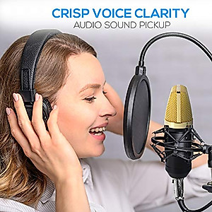 Pyle PDMIC71 Condenser Microphone Bundle, 3.5 mm Recording Microphone, Shock Mount Plug and Play,Computer Microphone, Podcast, Recording, Studio Vocal, YouTube