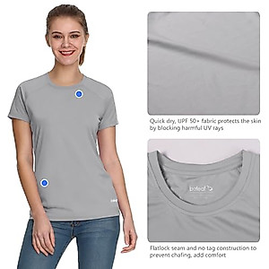 BALEAF Women's UPF 50+ UV Protection Shirts Short Sleeve T-Shirts SPF Sun Shirts Quick Dry Outdoor Performance Tops Light Grey Size S