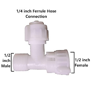 NuFlush Nylon Bidet T-Adapters 1/2 inch Female 1/2 inch Male, With 1/2 inch Pipe Thread Hose connection