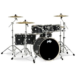Pacific Drums & Percussion Drum Set PDP Concept Maple 7-Piece, Satin Black Shell Pack (PDCM2217BK)