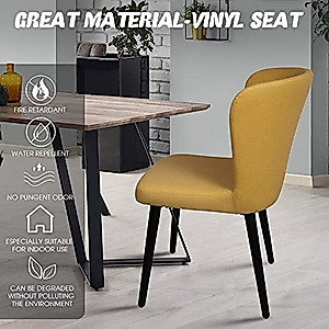LUCKYERMORE Kitchen Dining Room Chair Set of 2 Leather Chair with Fire Retardant & Water Repellent Vinyl Seat, 400 LBS Weight Capacity Mustard