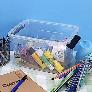 Tstorage 8 Quart Plastic Storage Clear Latch Boxes, Clear Containers with Lids and Handles, 6 Packs