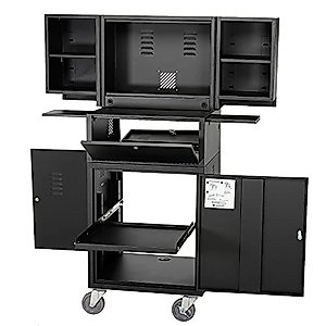 Mobile Fold-Out Computer Security Cabinet, Unassembled, Black, 24-1/2"W x 22-1/2"D x 61-1/2"H