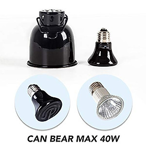OIIBO Reptile Light Kit, Mini Deep Dome Lamp Fixture & 25W Heat Emitter, Optical Reflection Cap Cover of 4” Bottom Bundle with Heat Lamp Emitter (Deep Dome+1PCS Heat emitter)