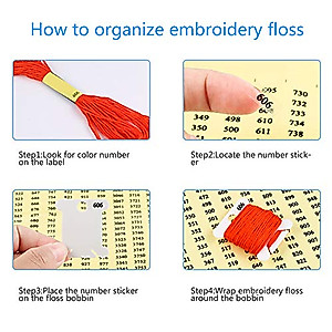 Caydo 2 Pieces Plastic Embroidery Floss Organizer, 24 Grids Cross Stitch Thread Box with 150 Hard Floss Bobbins 552 Floss Number Stickers and 165 Blank Stickers