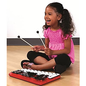 Basic Beat BB117A 17-Note Chromatic Glockenspiel for Kids - Durable with Piano-Key Coloring, Safety-Designed Bars, Sturdy Wooden Frame, and 2 Mallets Included