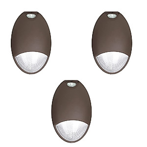 LED Emergency Light with Battery Backup and Photocell, Self Test Diagnostics, Outdoor LED Emergency Wallpack, 12W 100-277VAC UL-924 Fire Resistant IP65 Wet Location, Dark Bronze UL Listed (3 Pack)