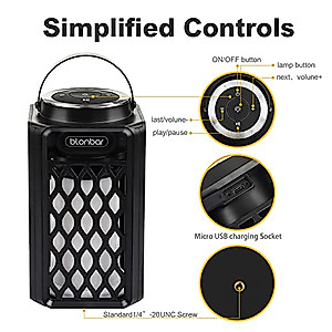 blonbar Led Flame Speaker, Outdoor Bluetooth Speaker with Torch Atmosphere,10W Outdoor Portable Stereo Speaker with HD Audio for Patio/Porch/Home Decor, Gifts for Men Women Couples Dads Moms