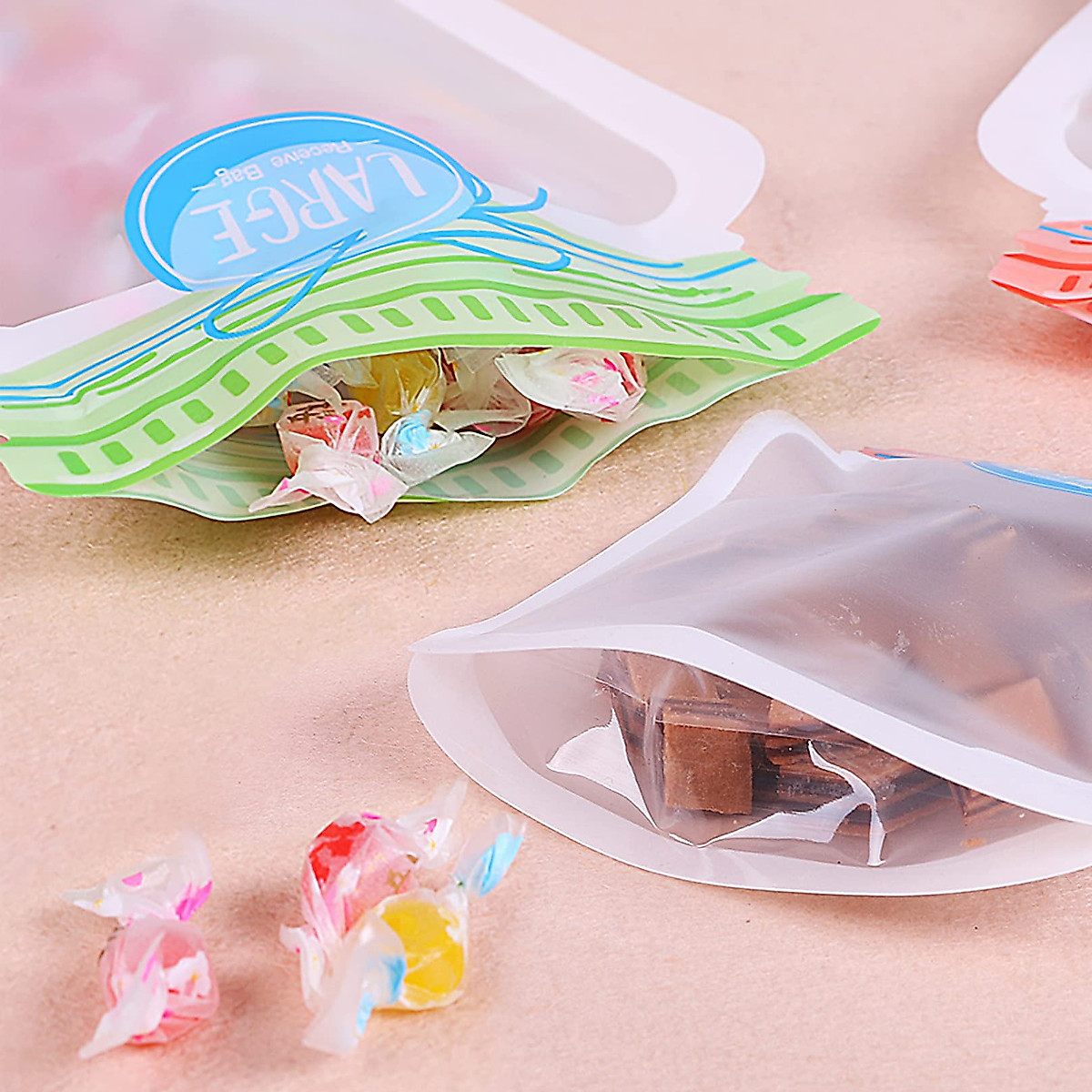 Enkrio 30 Pcs Mason Jar Zipper Bags Reusable Snack Bags Airtight Seal Bags for Kitchen Picnic (5S 10M 15L)