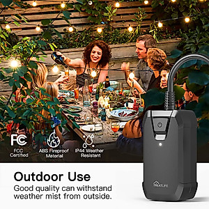 TREATLIFE Smart Dimmer Plug Outdoor Smart Plug Works with Alexa and Google Home, Light Dimmer APP Remote Control, Max Power 400W, IP44 Waterproof for Dimmable Outdoor Lights, Floor Lamp, Table Lamp