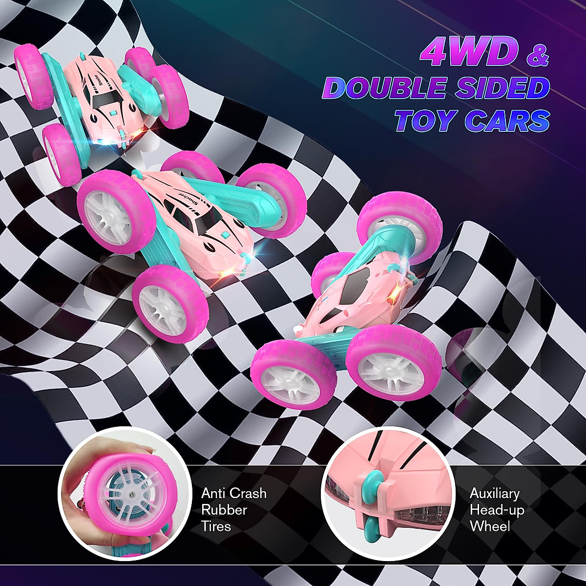 RC Stunt Car, 2.4Ghz Remote Control Car for Kids, Hand Controlled RC Car with Cool Light, Gesture RC Car 360° Rotating RC Crawler 4WD Off Road Drift RC Stunt Race Car Gift Toy for Boys Girls Aged 6-12