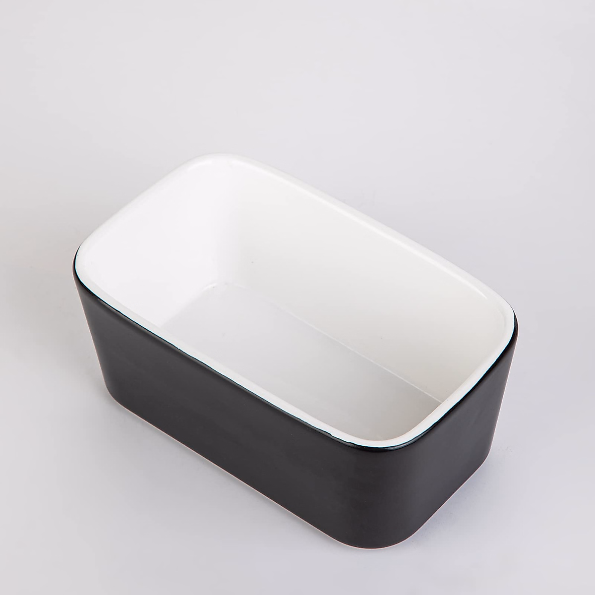Porcelain Butter Dish with Knife & Wooden Lid, Henten Home Airtight Butter Keeper for Countertop, Large Butter Holder for East West Coast Butter(Matte Black)