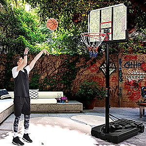 HomSof Portable Basketball Hoop Basketball System 6.6-10ft Height Adjustment for Youth Adults LED Basketball Hoop Lights,Colorful Lights,Waterproof,Super Bright，6.6Ft-10Ft