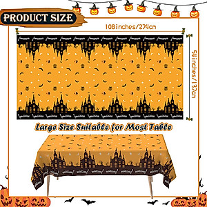 Halloween Tablecloth, 2 PCS Halloween Tablecloth Plastic, Halloween Disposable Tablecloth, 54" x 108" Halloween Tablecloth Rectangle, Halloween Table Cover for Halloween Party Supplies Decorations