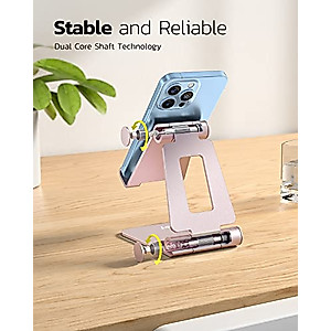 Nulaxy A4 Cell Phone Stand, Fully Foldable Adjustable Desktop Phone Holder Cradle Dock Compatible with Phone 13 12 11 Pro Xs Xr X 8, Nintendo Switch Tablets (7-10") All Phones - Rose Gold
