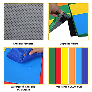 Costzon Toddler Foam Play Mat, Foldable Baby Crawling Mats 58-Inch Square Soft Non Skid Colorful Daycare Floor Mat, Thicken Waterproof Memory Activity Play Mat for Home, School, Kindergarten Nursery