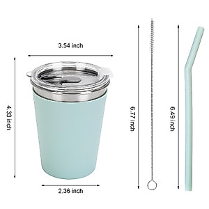 Rommeka Kids Straw Cups, 6 Pack 12oz Sippy Cup With Silicone Sleeve Spill Proof, Stainless Steel Cups with Lids and Straws for Kids Girls Boys and Adults
