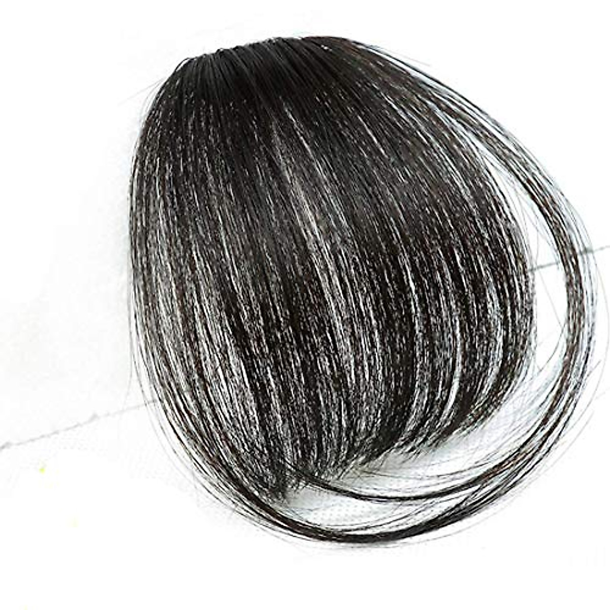 Clip in Bangs 100% Real Human Hair Bangs Dark Brown Bangs Hair Clip with Temple Clip on Bangs Hair Extensions for Women (Natural Black, Wispy Bangs)