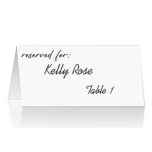 RokAPary Modern Minimalist Tented Table Place Cards, for Wedding, Bridal Shower, Bachelorette or Engagement Party, Dinner Parties, Banquets, Easy Folding, 2"x3.5" Pack of 50 Cards, Made in USA