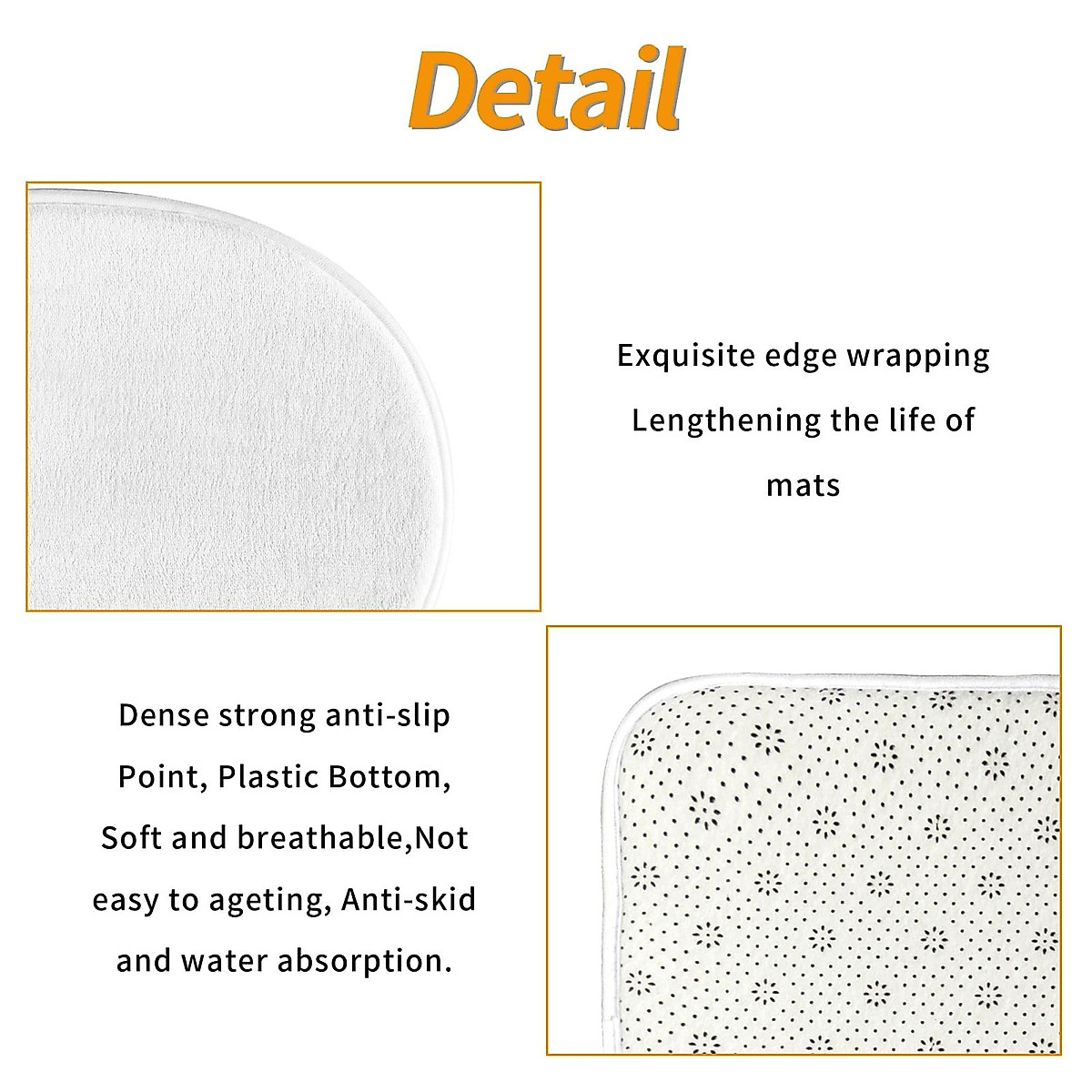 Dwrepo 3 Piece Bathroom Rug Flannel Absorbent Non-Slip Bath Mat Diamond Pattern Print Washable Floor Mat Ultra Soft U-Shaped Contour Mat for Toilet Lid Cover Bathroom Bedroom Tub 31.5 X 20 in