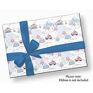 Stesha Party Ski Holiday Winter Gift Wrapping Paper - Folded Flat 30 x 20 Inch (3 Sheets)