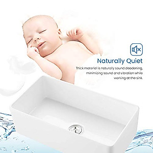 KIBI K2-SF36 Single Bowl Heat Safe Glazing Fireclay Farmhouse Kitchen Sink Apron Front 36 inch with Bottom Grid and Strainer (Pure series) (White)