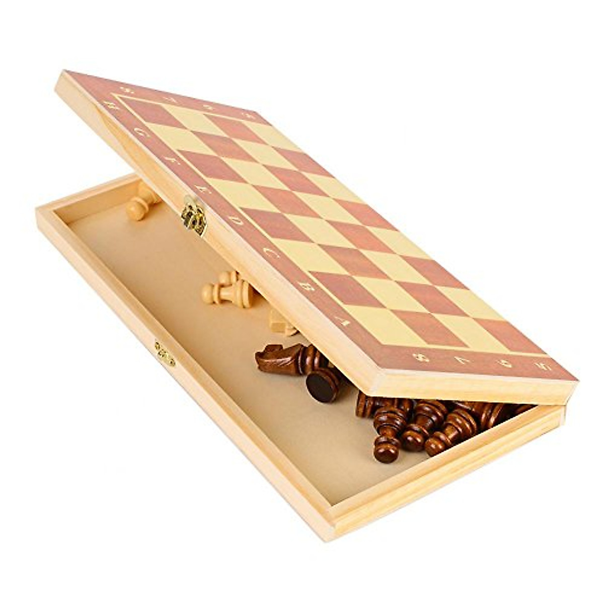 Dilwe Chess Set, Portable Wooden Travel Magnetic Chess Set Chess Board Folding for Kids Adults Family Outdoor Chess Game