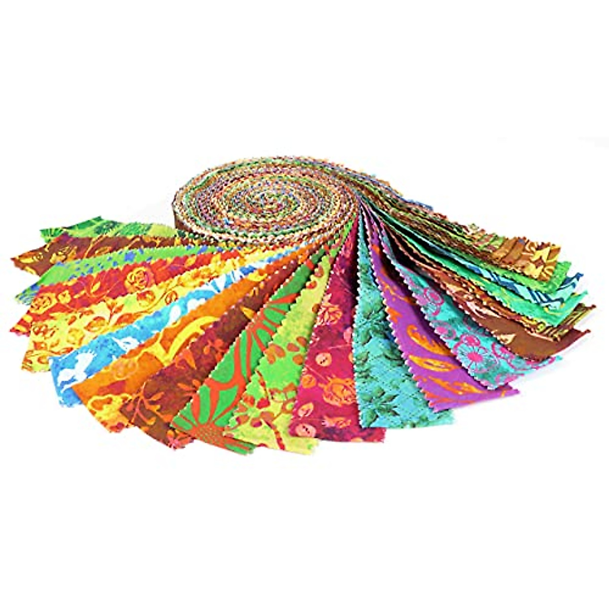 Soimoi 40Pcs Batik Print Precut Fabrics Strips Roll Up 1.5x42inches Cotton Jelly Rolls for Quilting - Yellow