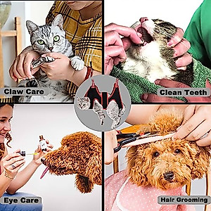 ATO-DJCX Cat Grooming Hammock Harness for Small Dogs,Pet Hammock Restraint Bag with Nail Clippers Trimmer,Nail File,Dog Grooming Sling for Trimming Nail and Ear/Eye Care(XS Size,6.5")